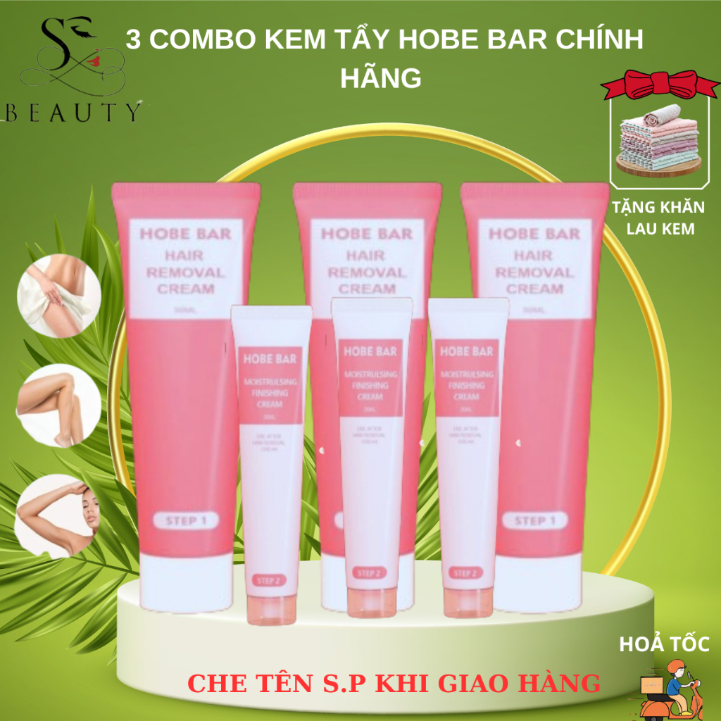 Kem tẩy lông hobe bar chính hãng kiểu pháp kem tẩy lông hobebar tẩy lông vùng kín, nách, tay ...