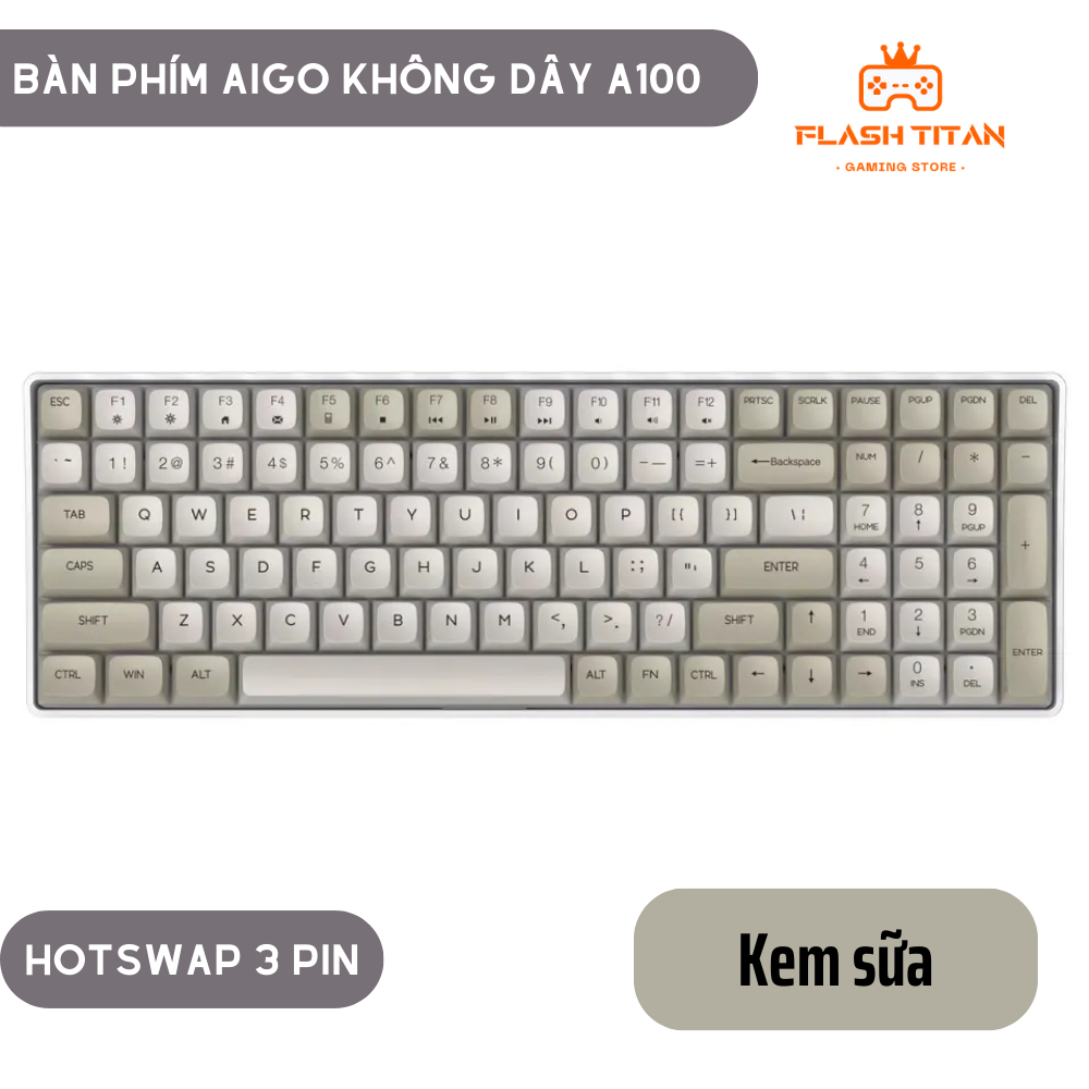 Bàn phím cơ không dây Aigo A100 - Hỗ trợ hotswap 3 pin - Yellow switch đã được pre-lube | Shopee ...