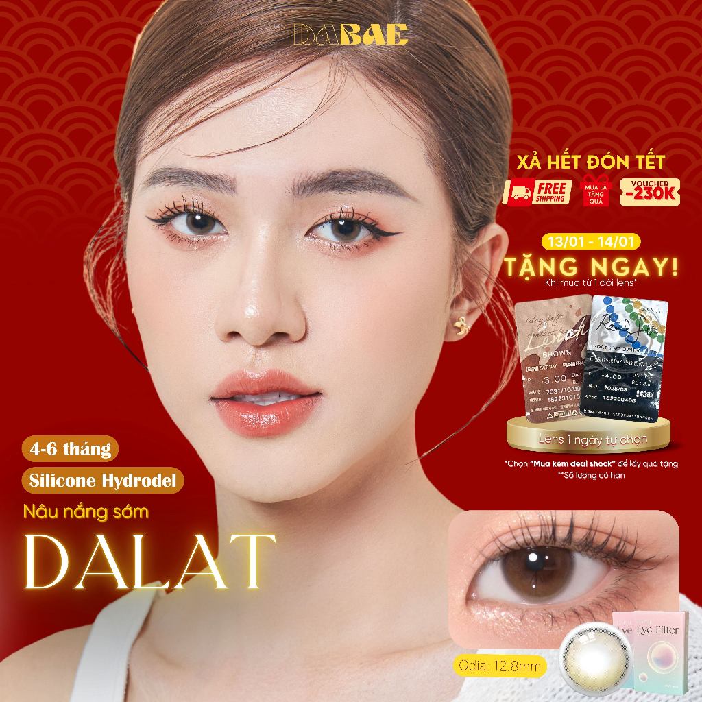 DALAT-HOIAN hãng DABAE lens nâu xám tự nhiên trong veo có độ cận lệch ...