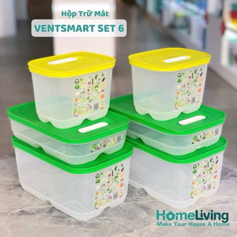 Set 6 hộp trữ mát Ventsmart Tupperware | Shopee Việt Nam