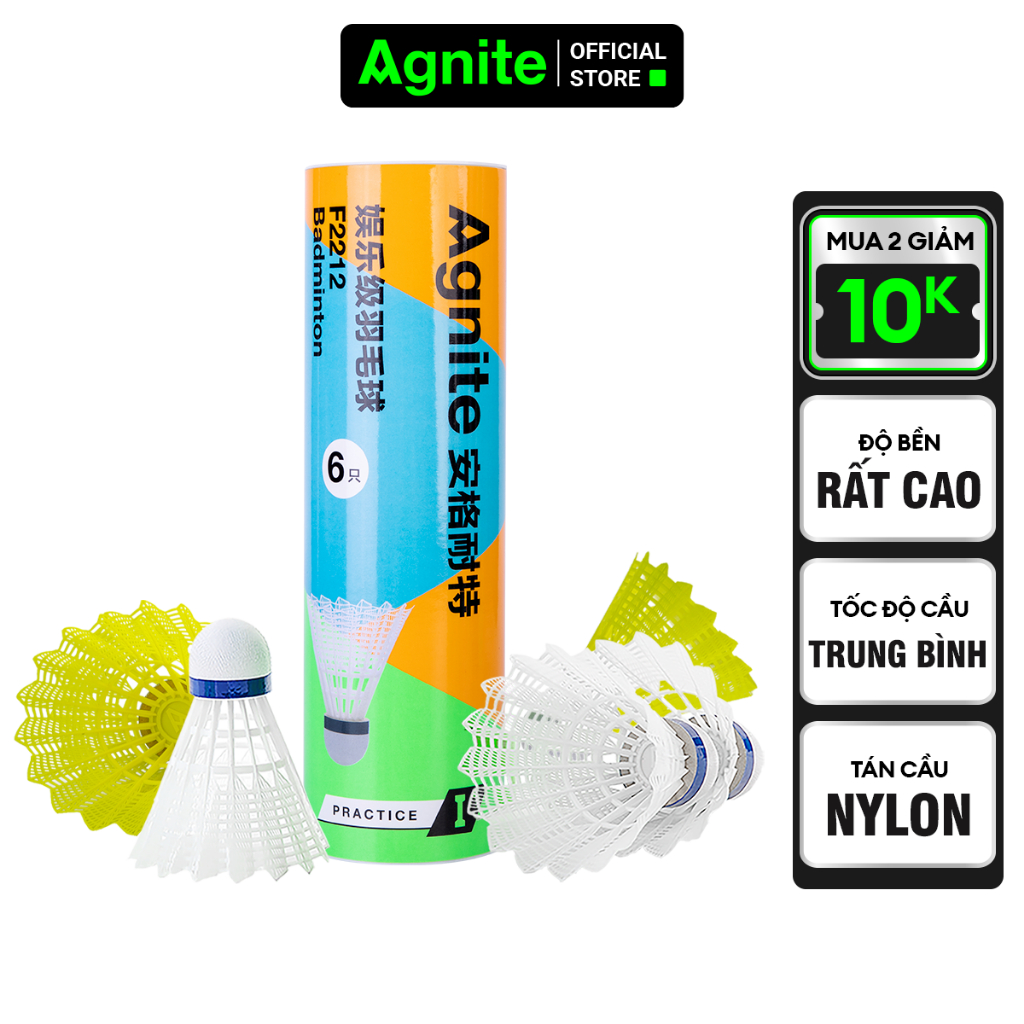 [Hộp 6 quả - giảm 15%] Cầu nhựa, ống cầu lông nhựa chính hãng Agnite ...