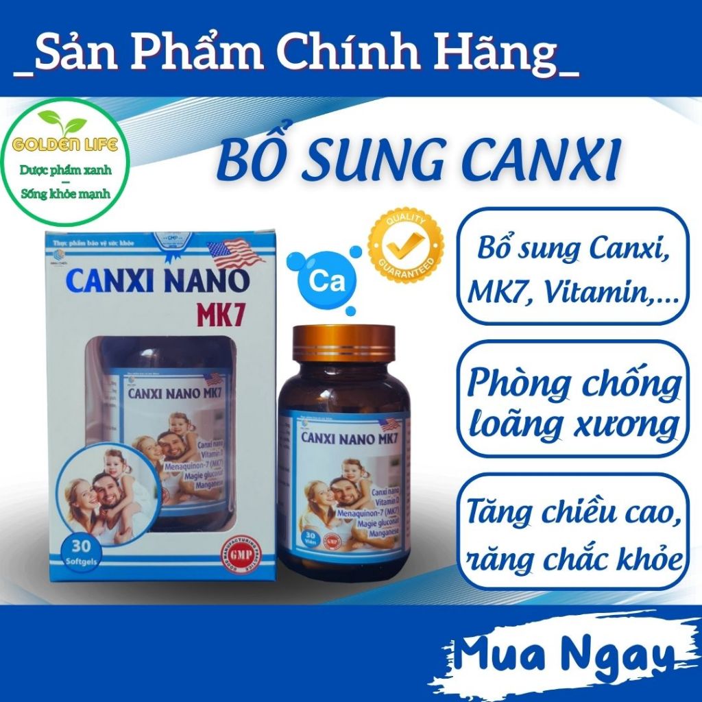 Viên uống CANXI NANO MK7 Bổ sung Canxi cho Người Lớn, Trẻ Em, Phụ nữ có ...