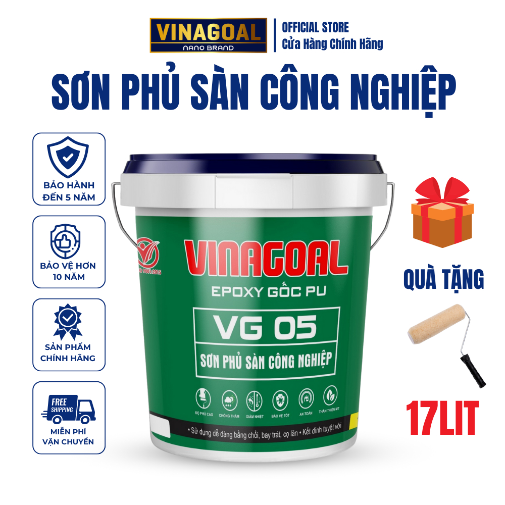 Sơn Phủ Sàn Công Nghiệp Epoxy Gốc PU VINAGOAL Dung Tích 17L - Chuyên Phủ Sàn Xưởng, Tầng Hầm, Bể ...