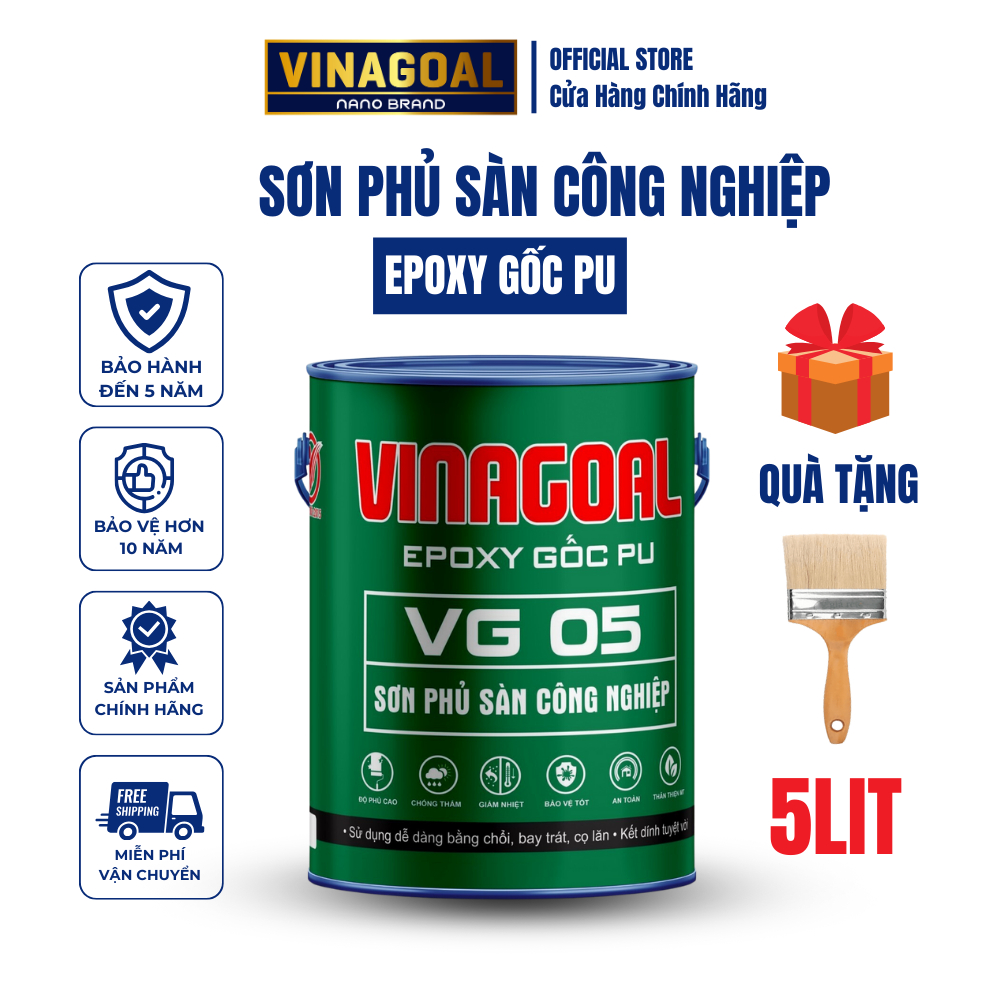 Sơn Phủ Sàn Công Nghiệp Epoxy Gốc PU VINAGOAL Dung Tích 1L- 5L Chuyên Phủ Sàn Xưởng, Tầng Hầm ...