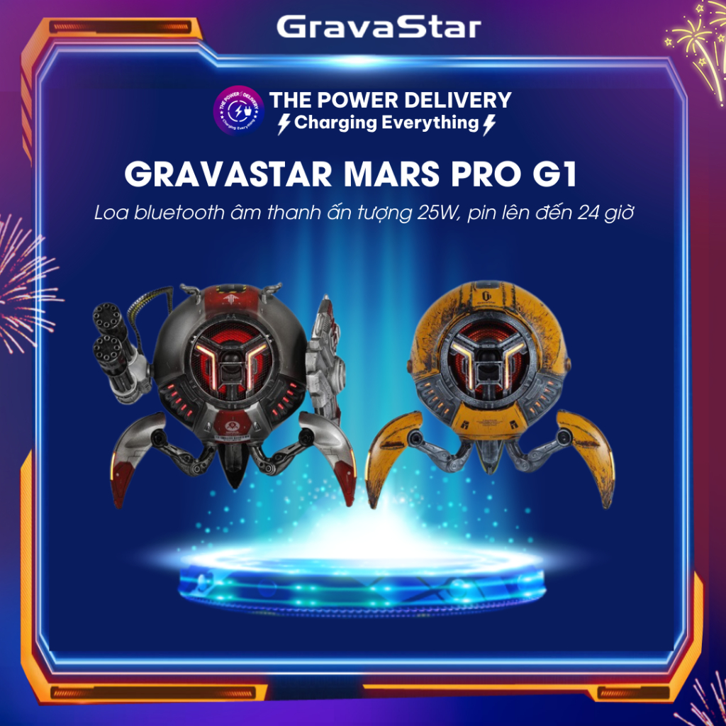 Loa không dây Bluetooth GravaStar Mars Pro (G1 Pro) âm thanh ấn tượng 25W, pin lên đến 24 giờ ...