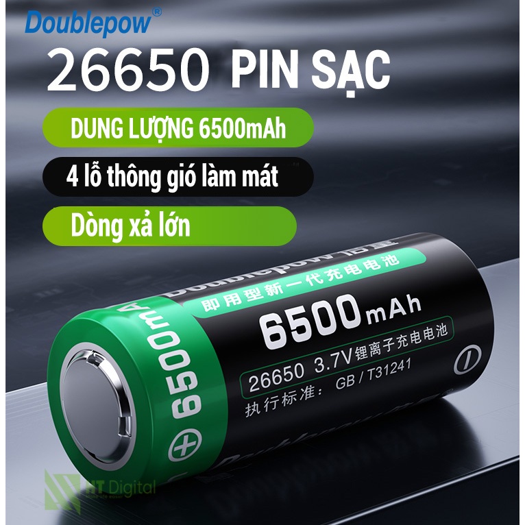 Pin sạc 26650 3.7V 6500mAh Doublepow | Shopee Việt Nam