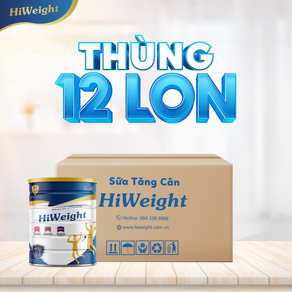 Thùng sữa non Hiweight 12 lon 650g, sữa bột tăng cân dành cho người gầy và trẻ trên 10 tuổi ...