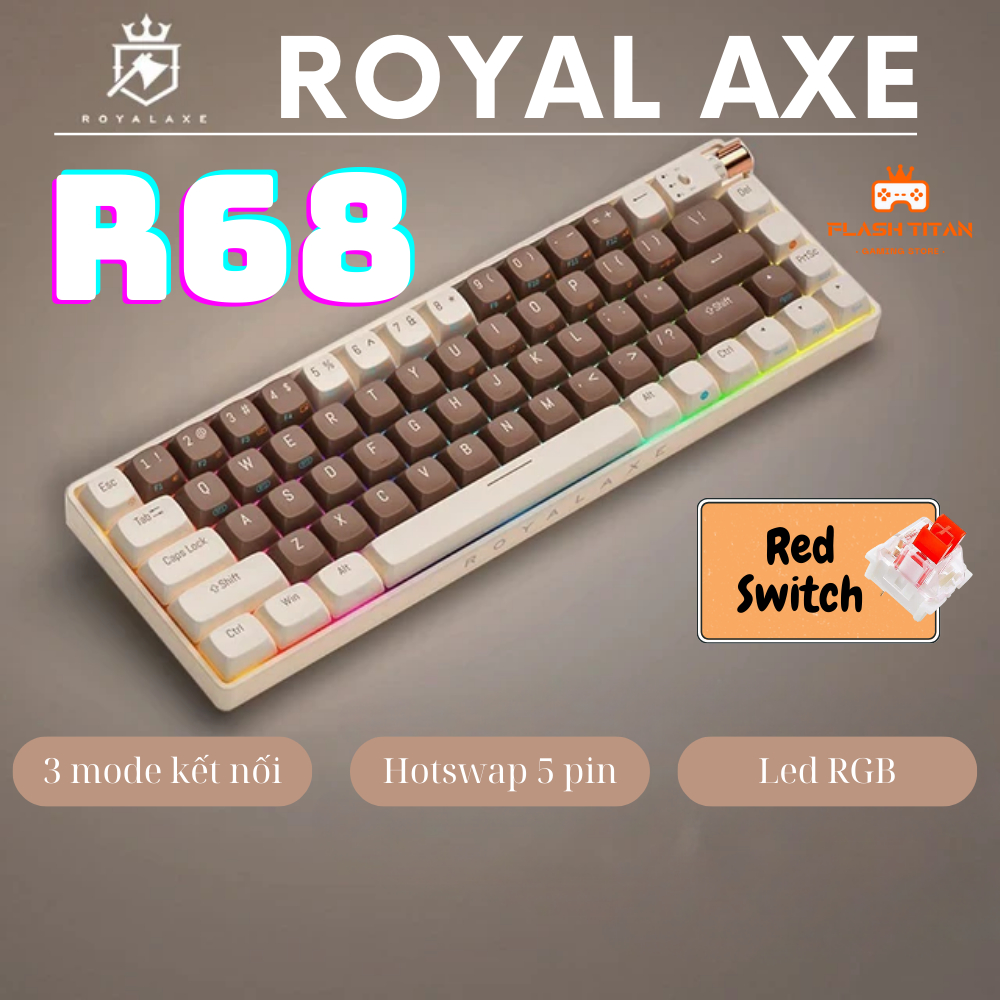 Bàn phím cơ không dây Royal Axe R87 - Hotswap 5 pin - 3 Mode kết nối - Led RGB nhiều chế độ ...