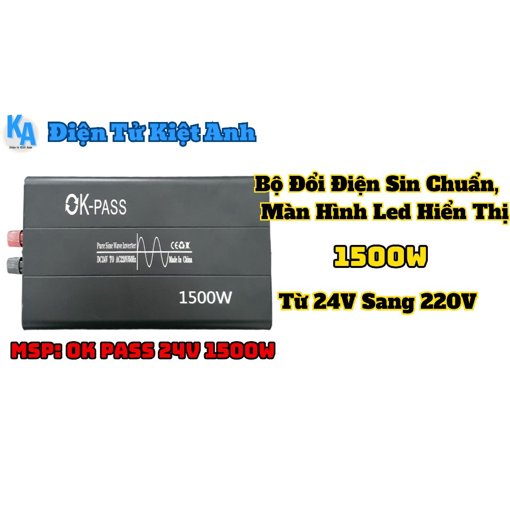 Bộ đổi điện sin chuẩn 1500W 24V sang 220V có màn hình hiển thị - Ok ...