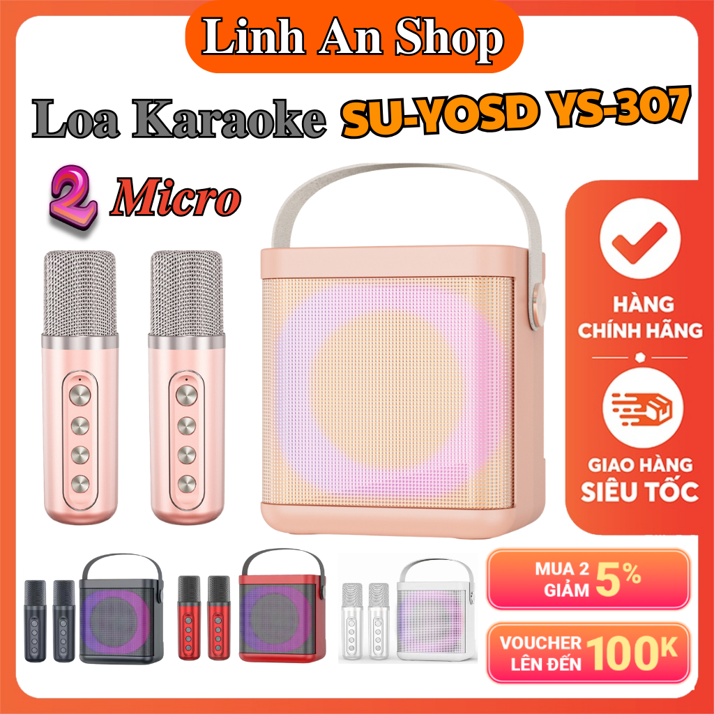 Loa Karaoke Bluetooth YS-307 SU-YOSD Kèm 2 Mic Không Dây, Có Đèn Led ...