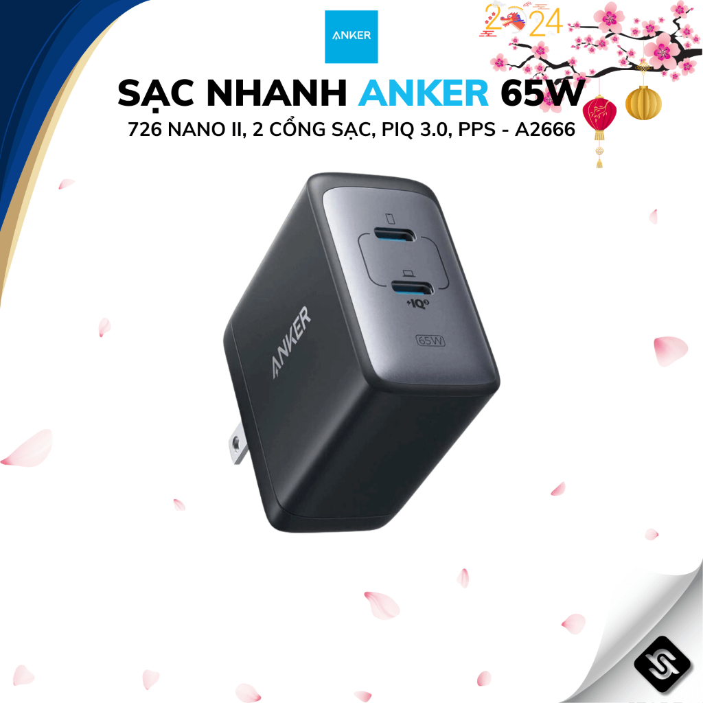 Sạc nhanh ANKER 726 NANO II 2 Cổng, 65W - A2666 | Shopee Việt Nam