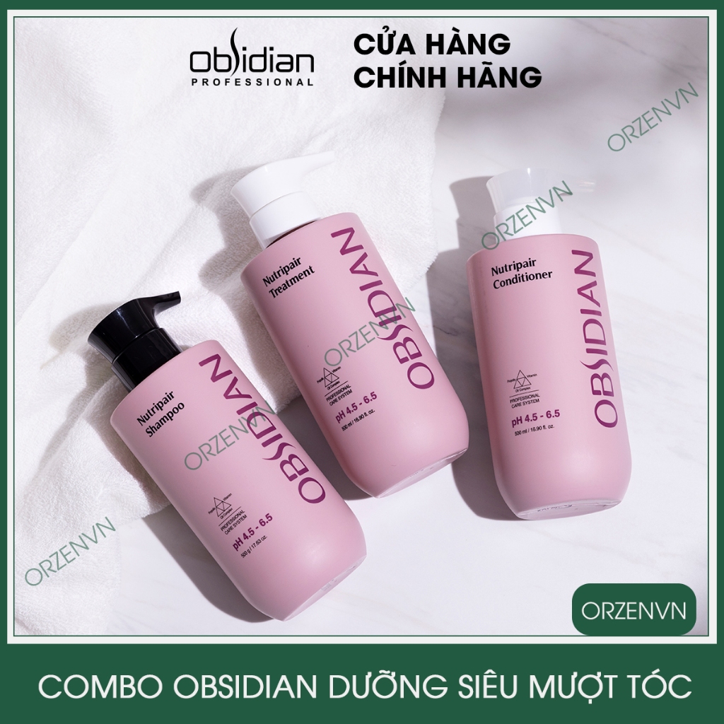 Combo dầu gội xả hấp dưỡng tóc mềm mượt Obsidian Nutripair – Dưỡng ẩm, phục hồi giúp tóc chắc ...