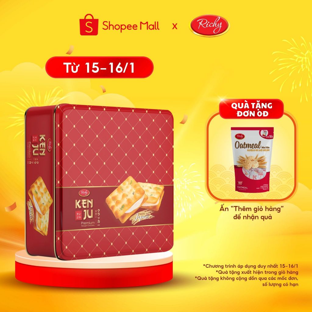 Bánh quy hành kem dẻo Kenju Richy hộp thiếc 310g | Shopee Việt Nam