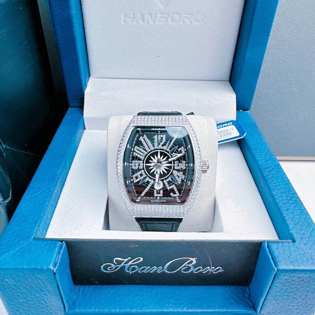 Đồng hồ nam Hanboro HBR-9029 Automatic, Size 42mm, dây cao su ...