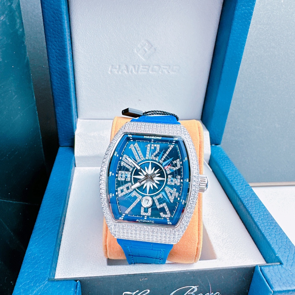 Đồng hồ nam Hanboro HBR-9029 Automatic, Size 42mm, dây cao su ...