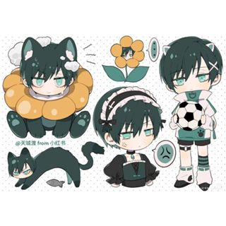 Sticker, hình dán Anime Blue Lock char Kaiser, Nagi, Rin, Bachira ...