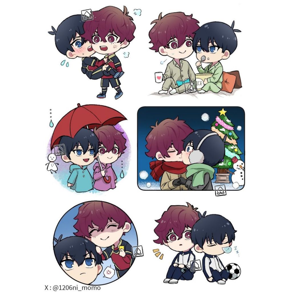 Sticker, hình dán Anime Blue Lock char Kaiser, Nagi, Rin, Bachira ...