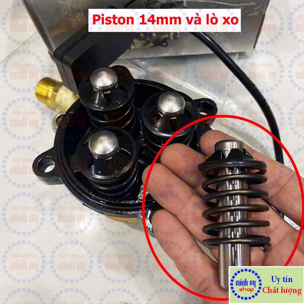 Pittong 14mm dài 65mm kèm lò xo phù hợp cho đầu bơm máy rửa xe gia đình ...