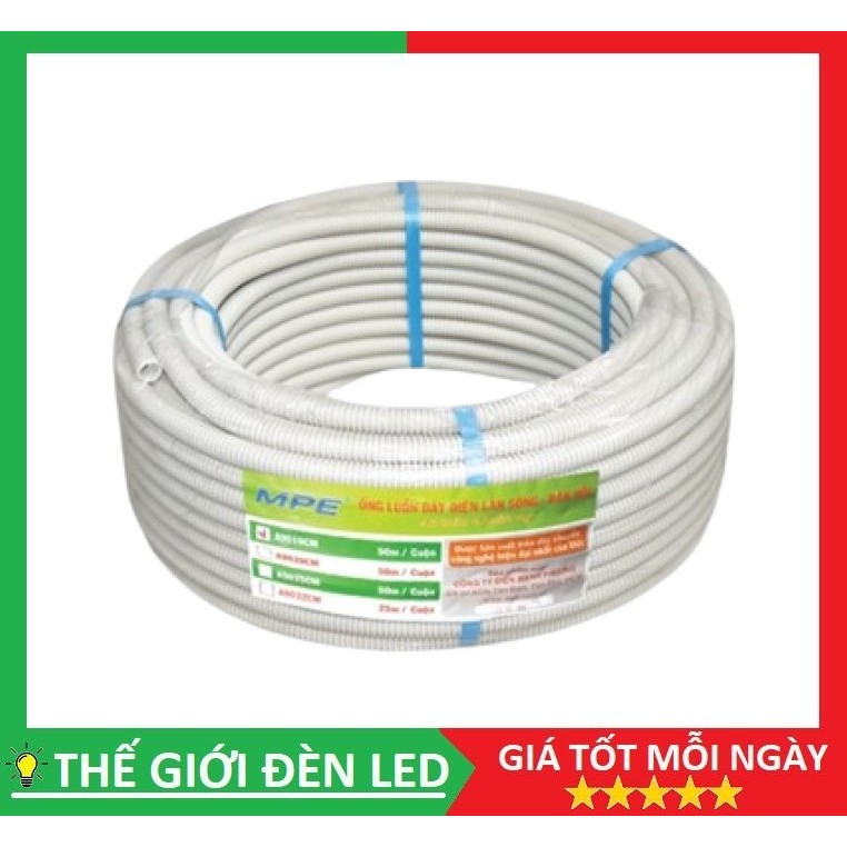 Ống ruột gà trắng MPE phi 16,20,25,32 cuộn 40m,50m luồn dây điện an toàn | Shopee Việt Nam