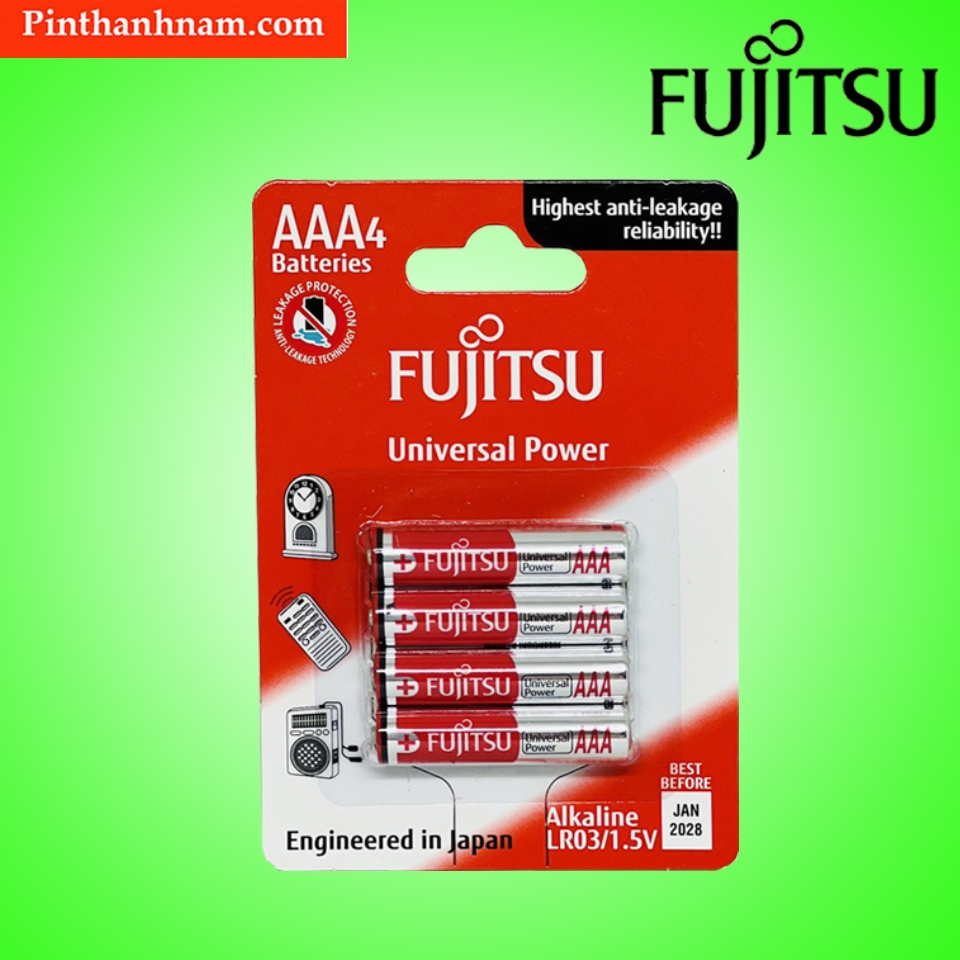 Vỉ 4 Pin AAA Fujitsu alkaline LR03 Chính Hãng Dung Lượng Cao | Shopee ...