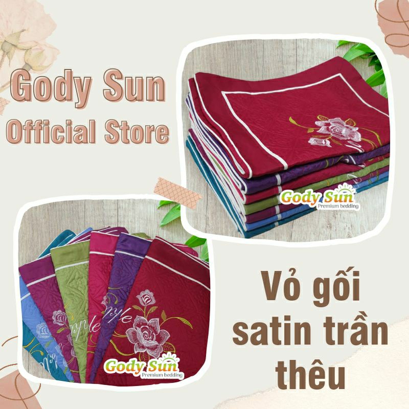 Vỏ gối satin poly trần thêu họa tiết kích thước 45x65cm | Shopee Việt Nam