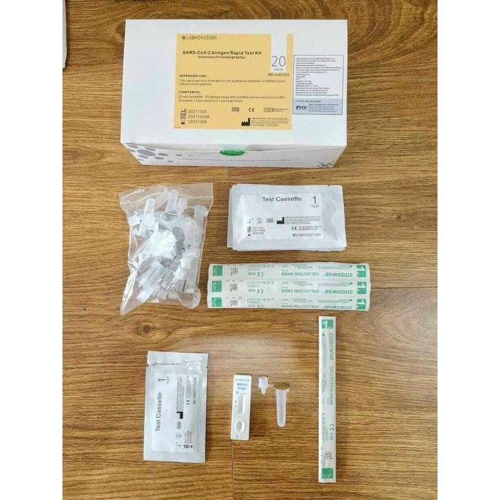 Một hộp que test nhanh covit hàng chính hãng LABNOVATION,lấy dịch mũi ...