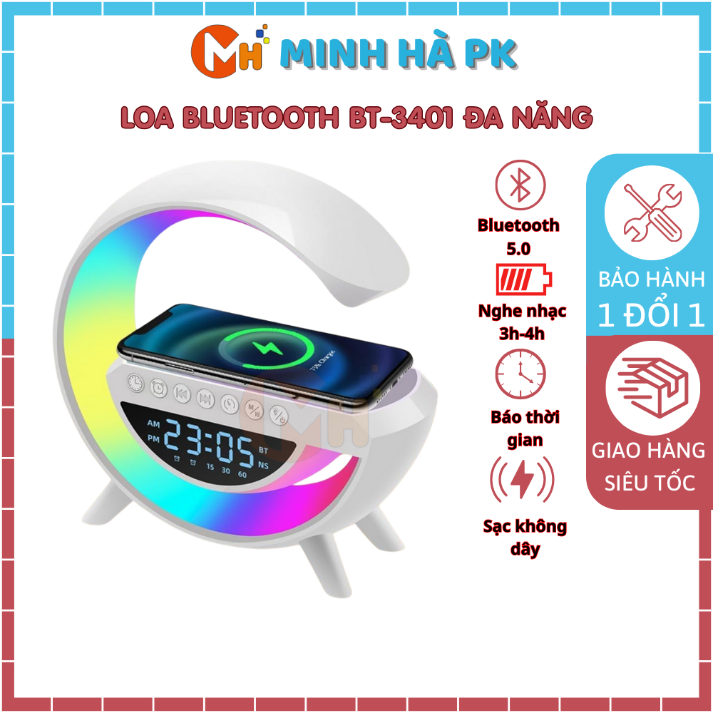 Loa Bluetooth Chữ G BT3401 Kiêm Đồng Hồ Sạc Không Dây, Đèn Ngủ Led RGB ...