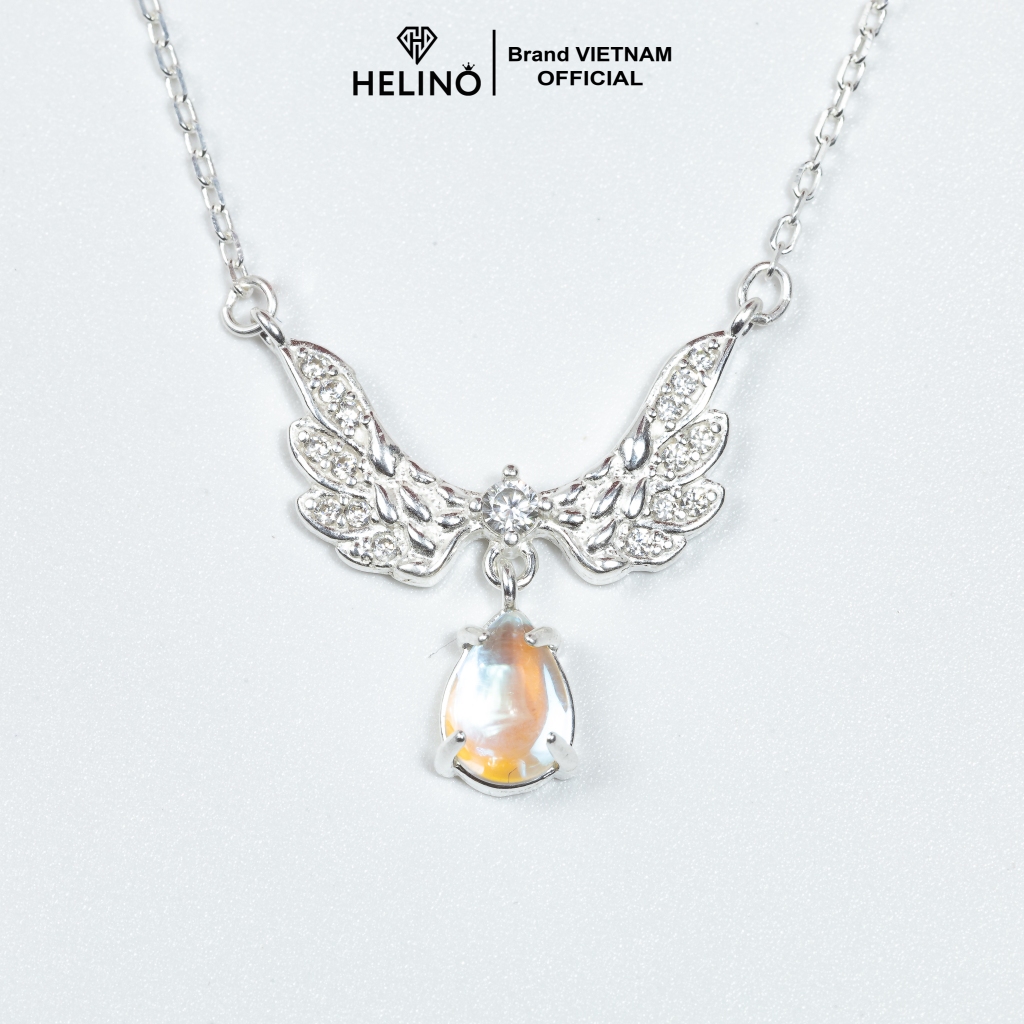 Dây chuyền bạc nữ HELINO cánh thiên thần đá Moonstone đổi màu, trang ...