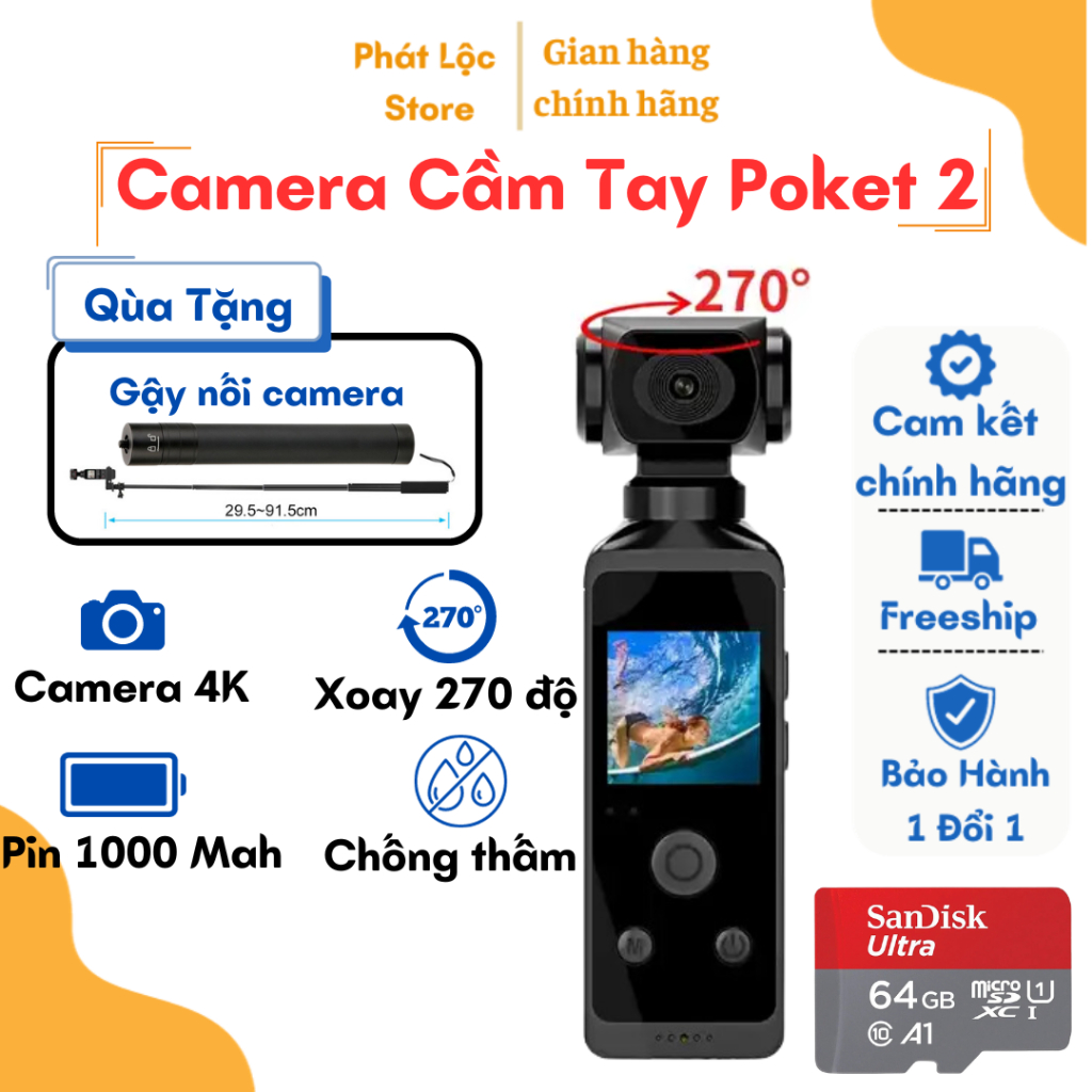 Camera Gopro Pocket 2 máy quay cầm tay 4K đa chức năng, máy ảnh mini ...