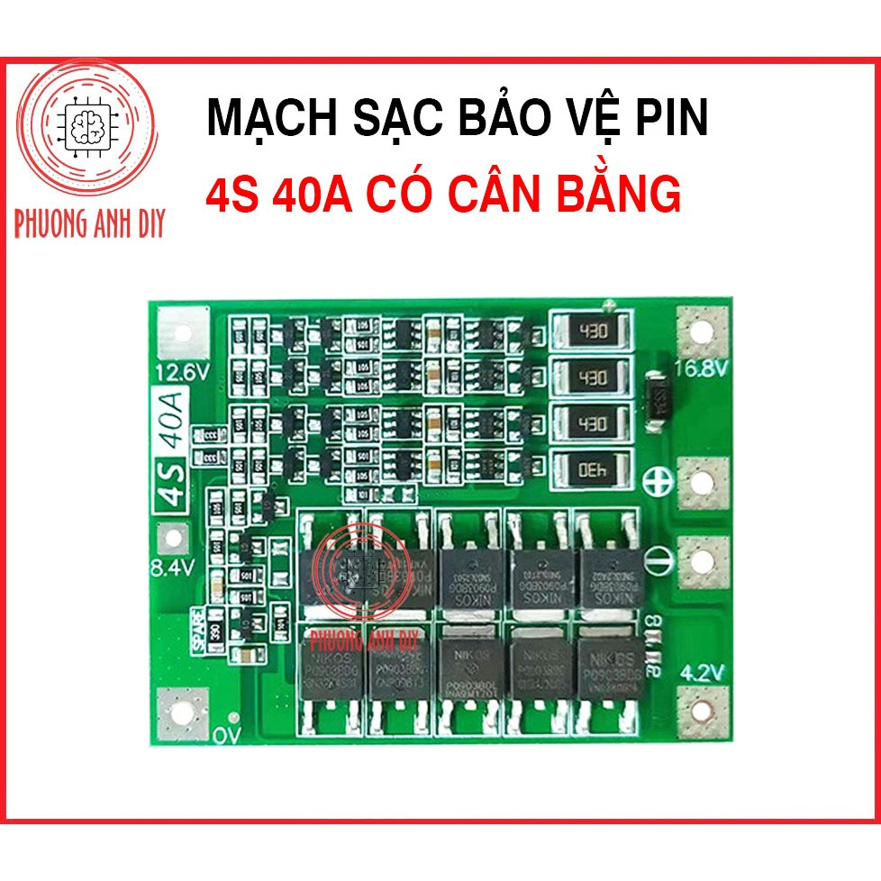Mạch sạc và bảo vệ pin BMS 4S 100A tức thời 200A, có cân bằng, có tản nhiệt 3.2v LiFePO4 Lithium ...