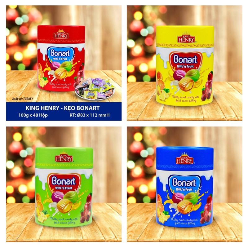 Kẹo cứng sữa Bonart nhân sốt trái cây 100g hộp giấy cứng | Shopee Việt Nam