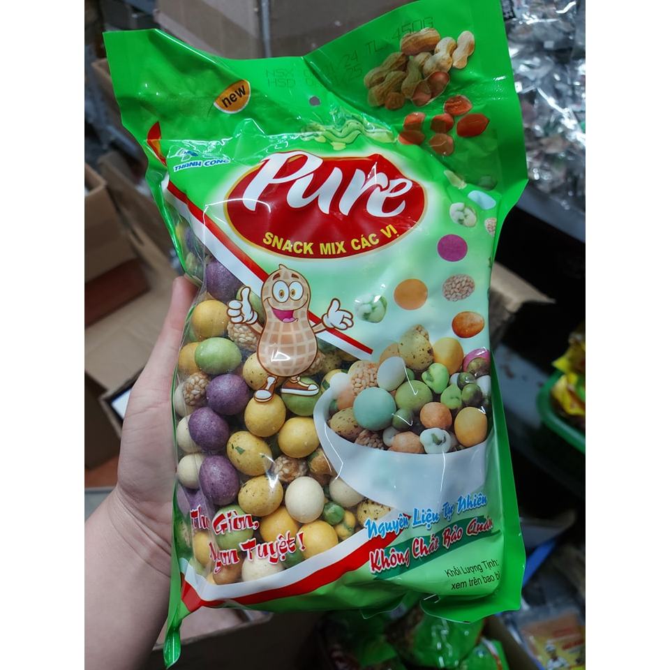 Đậu phộng da cá 12 vị snack, đậu sấy mix Pure, snack ăn vặt giòn bùi ...