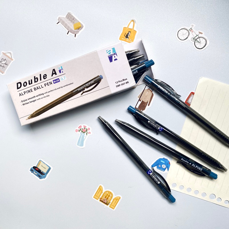 Bút bi Alpine Double A 0.7mm mực xanh | Shopee Việt Nam