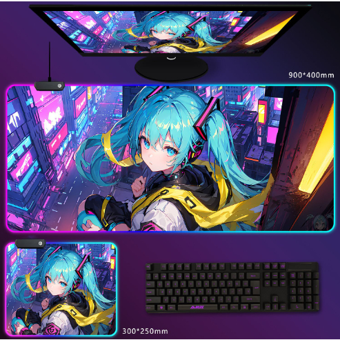 Lót chuột LED hình miku anime vocaloid rgb 30x80cm hình gaming đẹp cho ...