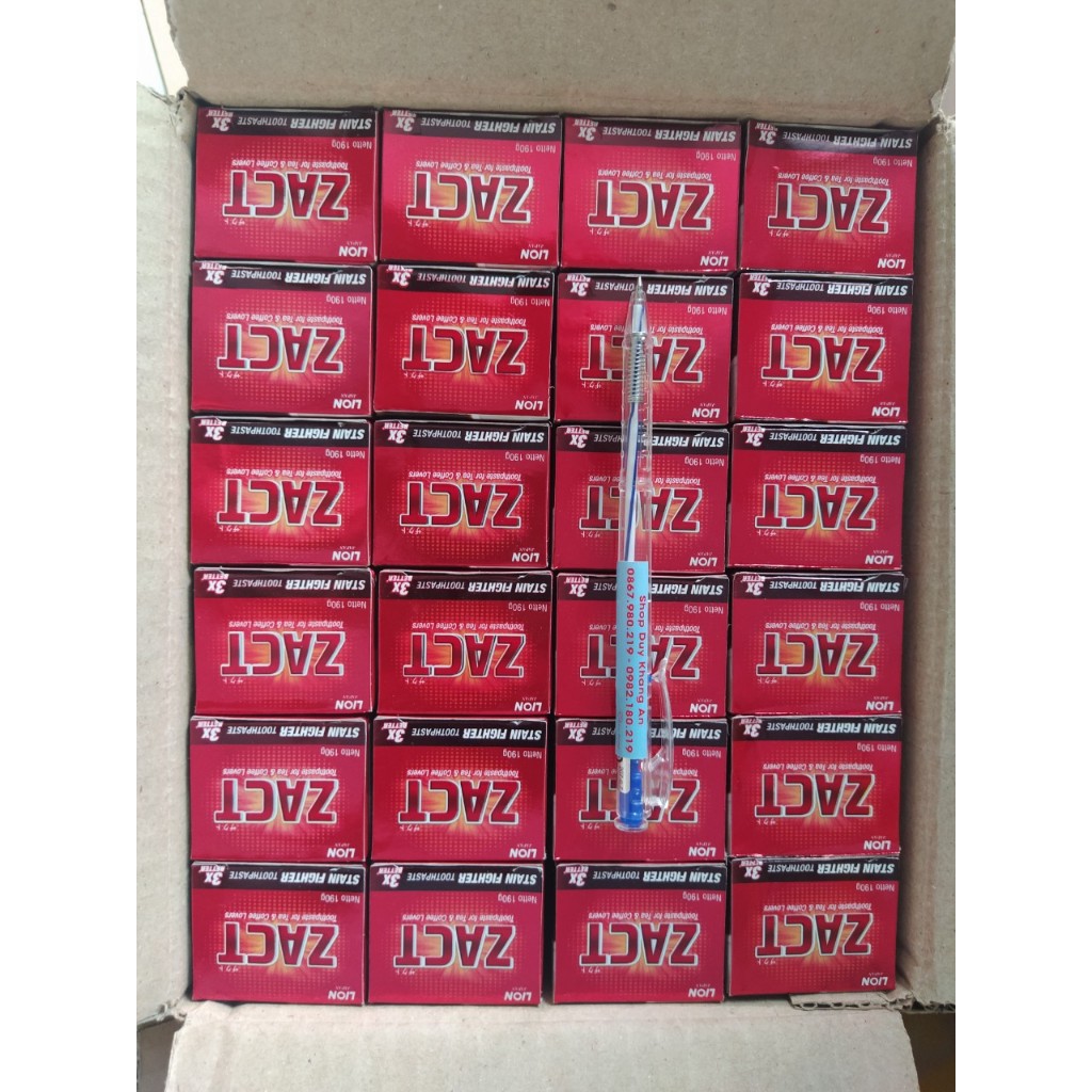 24 cây (1 thùng) kem đánh răng Zact 190g nhập khẩu. | Shopee Việt Nam