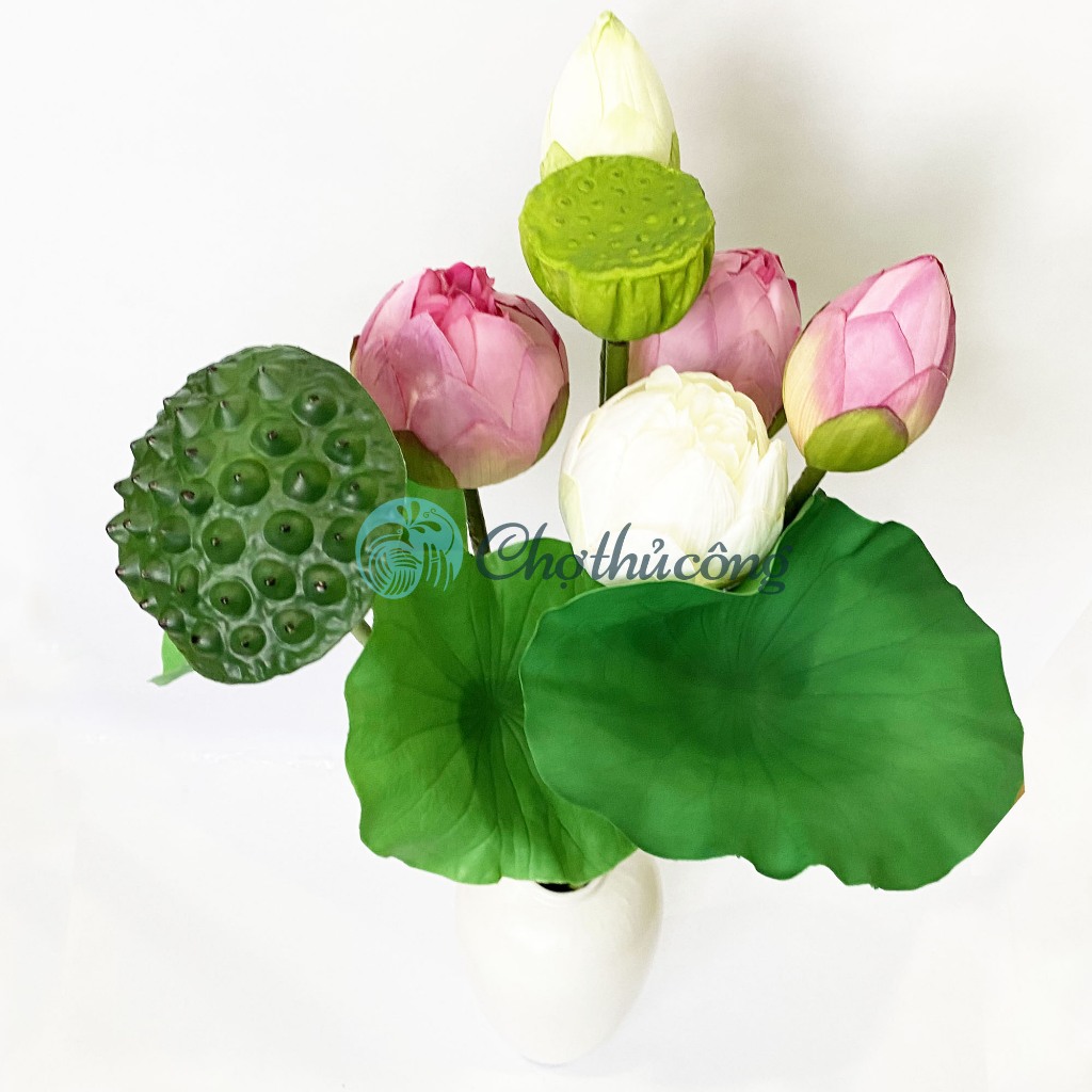 Đài Sen Lá Sen Gương Sen Nụ Sen hoa sen lụa bách diệp Quan Âm giả, hoa ...