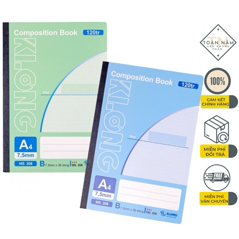 Sổ may dán gáy kẻ ngang A4 Klong (120/200/260/320/360/420/500 trang) Vở ...