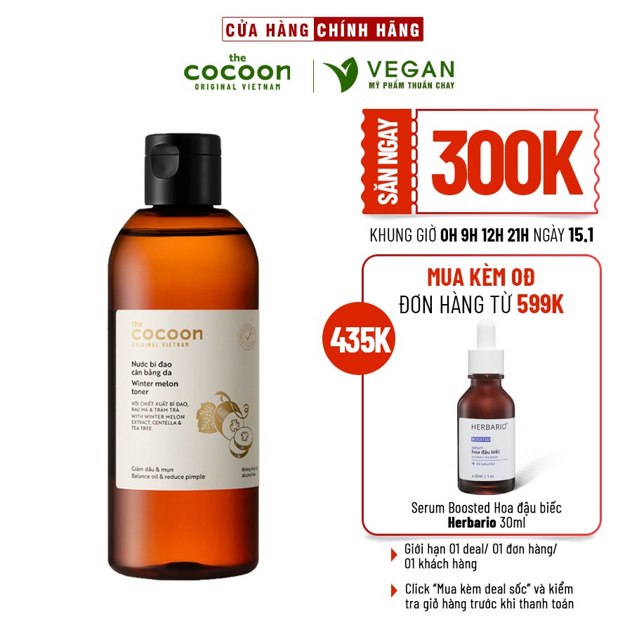 Bigsize - Nước bí đao cân bằng da (toner) Cocoon giảm dầu và mụn 310ml ...