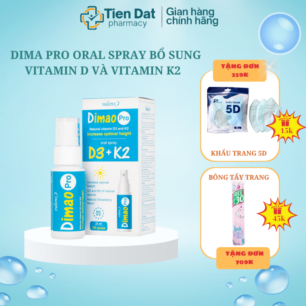 D3 K2, Dimao Pro Oral Spray - Bổ sung Vitamin D và Vitamin K2 tăng ...