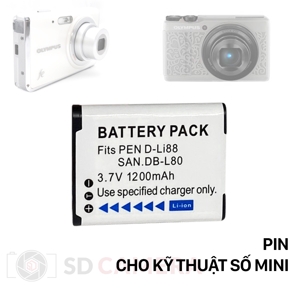 Pin D-LI88 DB-L80 cho PENTAX Optio H90 W90 P80 P70 WS80... SANYO DMX ...