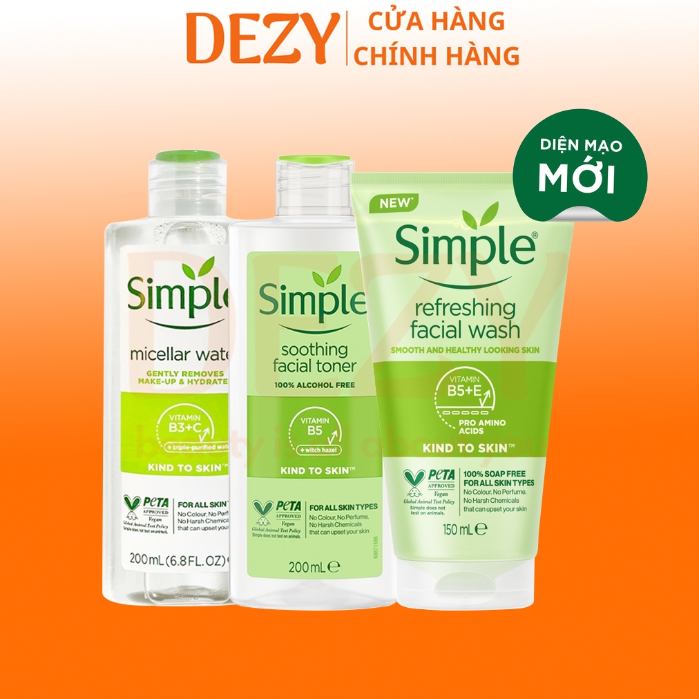 Skincare Simple CHÍNH HÃNG Combo Sữa Rửa Mặt Srm Toner Nước Hoa Hồng ...