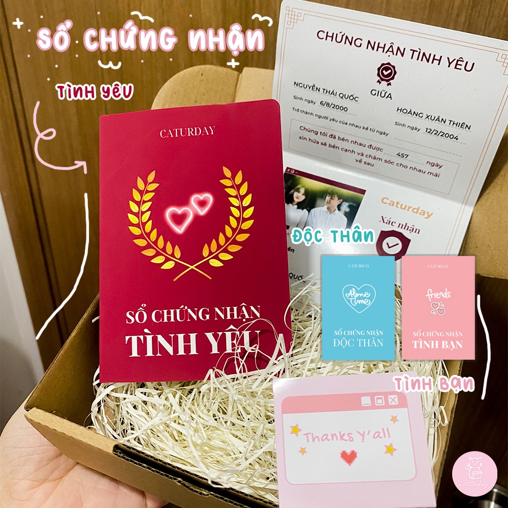 SỔ CHỨNG NHẬN TÌNH YÊU, TÌNH BẠN, ĐỘC THÂN in thông tin theo yêu cầu xịn xò | Shopee Việt Nam