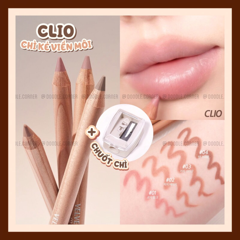 Chì kẻ viền môi Clio Velvet Lip Pencil (kèm đồ chuốt) | Shopee Việt Nam
