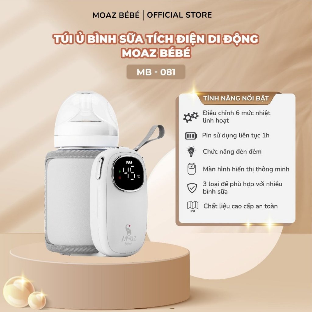 Túi ủ bình sữa tích điện di động MB081 Moaz BéBé MB-081 & Nhiệt ẩm kế ...