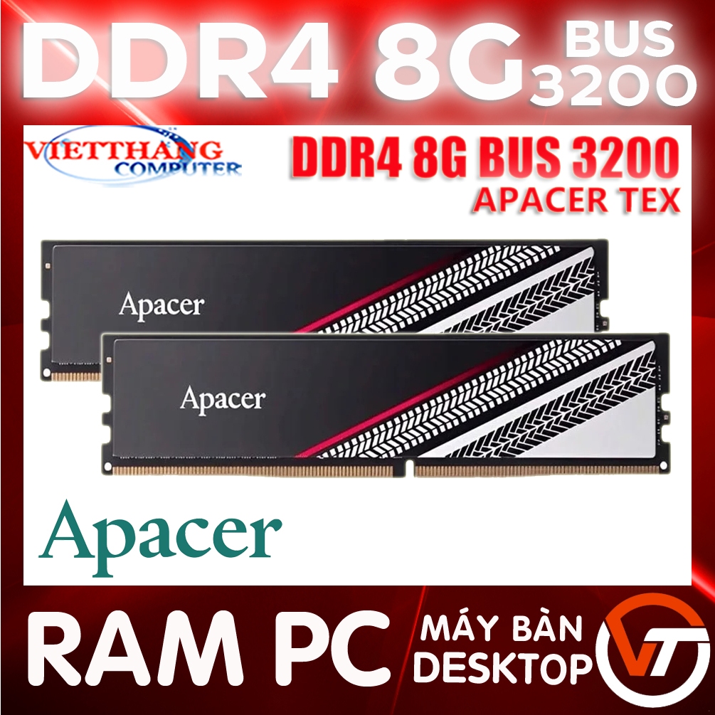 Ram 8G DDR4 Bus 3200 Apacer Tex Tản nhiệt lá New 100% Full Box | Shopee ...