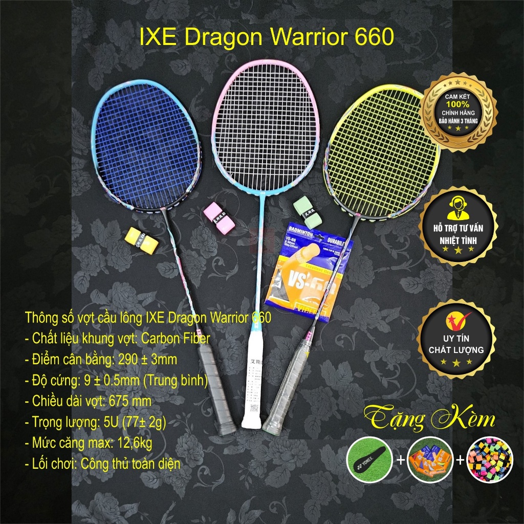 [Chính hãng]Vợt Cầu lông IXE Dragon Warrior 660, Vợt học sinh, sinh ...