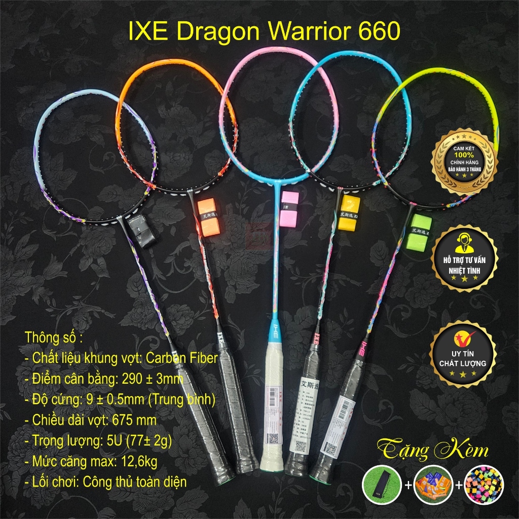 [Chính hãng]Vợt Cầu lông IXE Dragon Warrior 660, Vợt học sinh, sinh ...
