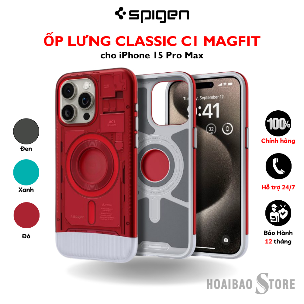 [HÀNG CHÍNH HÃNG] Ốp lưng SPIGEN CLASSIC C1 MAGFIT cho iPhone 15 Pro Max cổ điển độc đáo ...