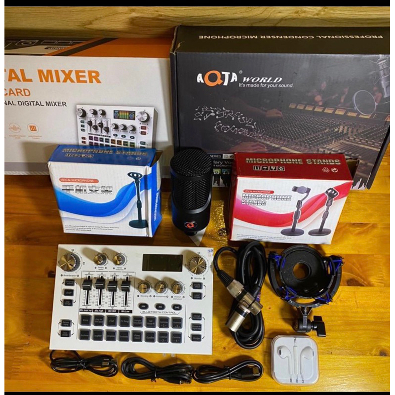 Bộ mic thu âm livestream Aqta P1 và soundcard X7 kèm tai nghe,kẹp mic ...