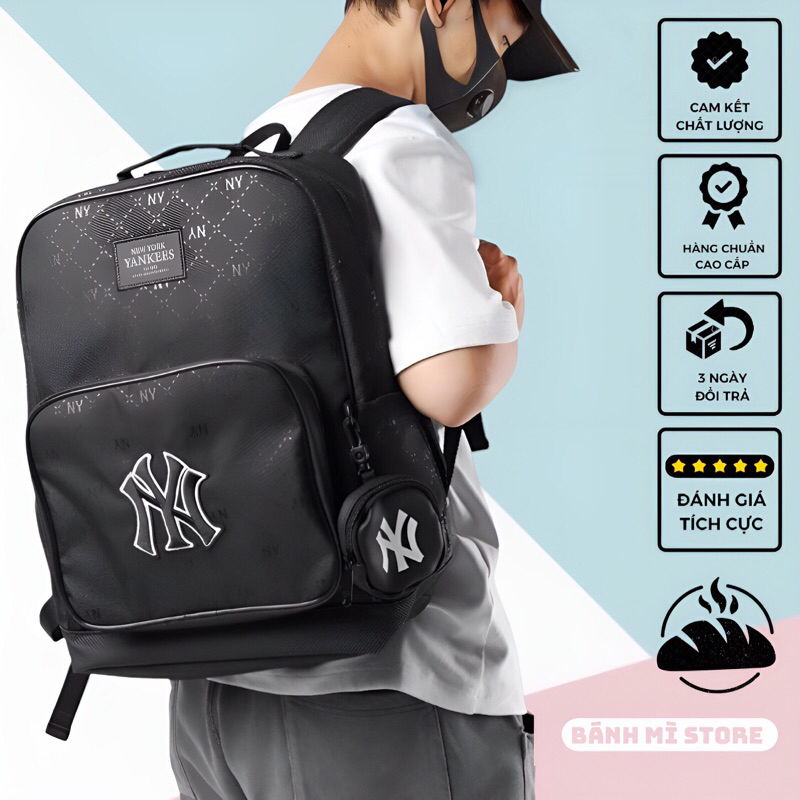 Balo NY MLB Monogram Black Print Backpack - BÁNH MÌ STORE - Balo Nam Nữ ...